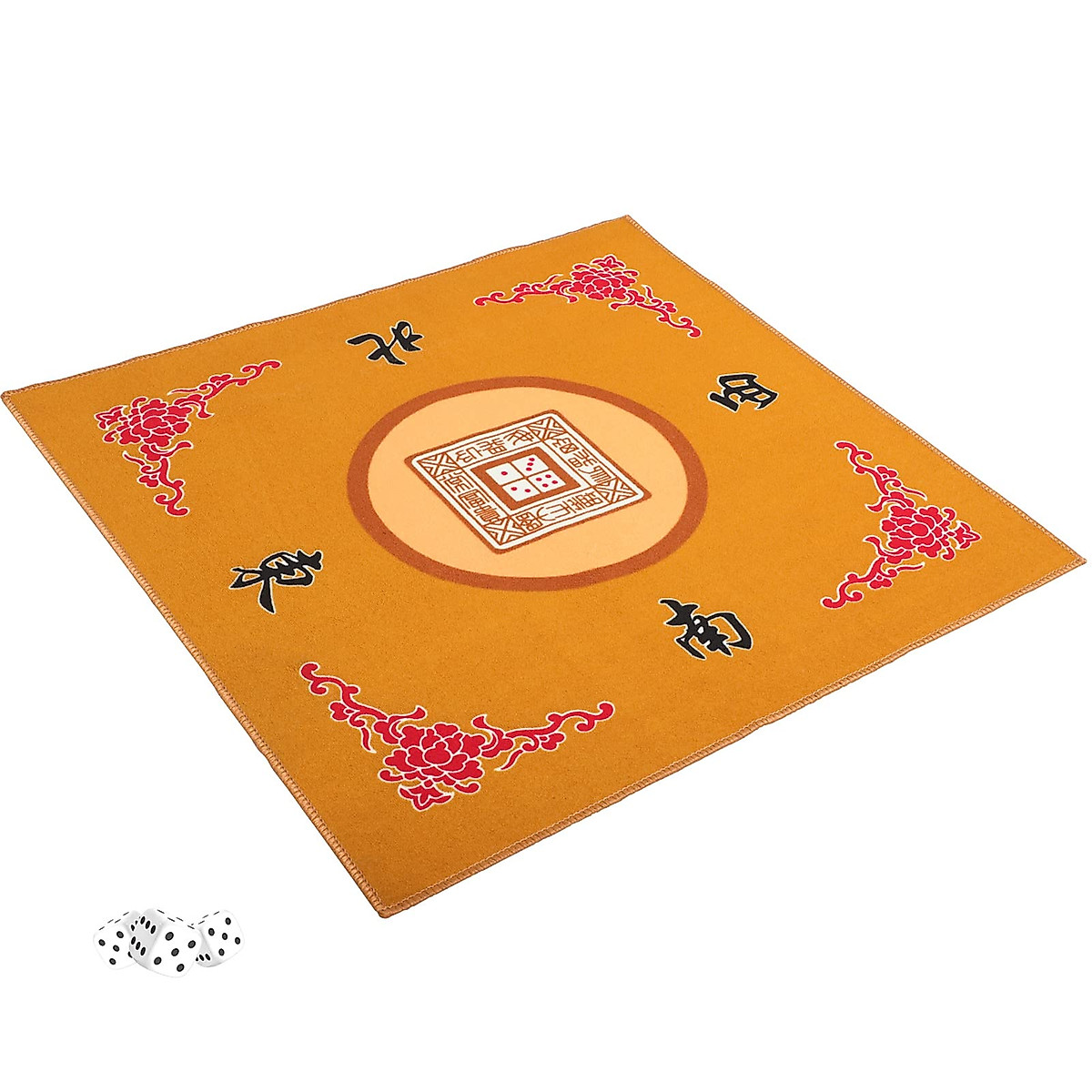 GUSTARIA Chinese Mahjong Set, with X-Large 144 Numbered Melamine Yellow Tiles, 2 Spare Tiles, 6 Dice and a Wind Indicator, Carrying Travel Case with English Instruction, Mahjong Mat (Yellow)