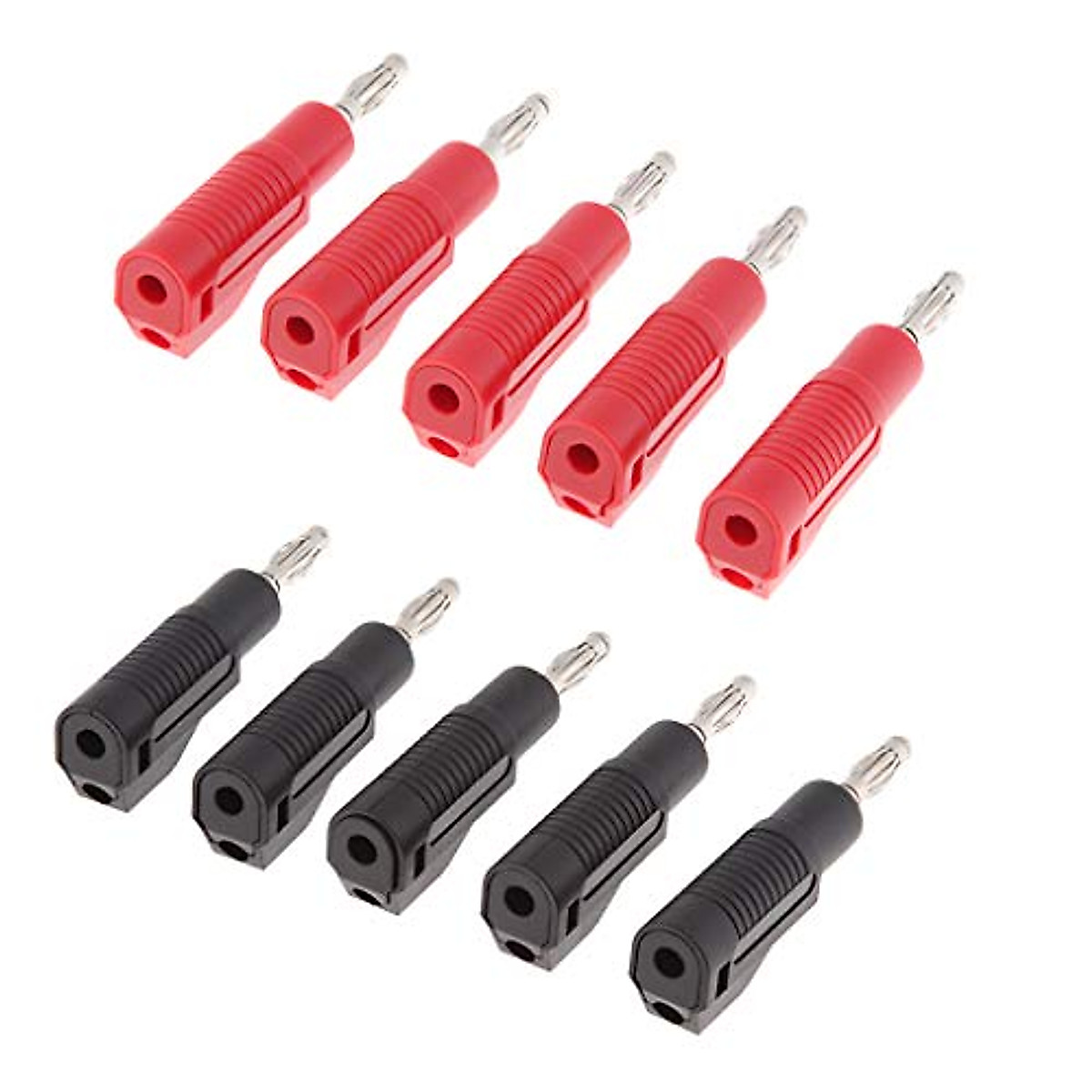 Gazechimp 10PCS Unshrouded 4mm Male Sheath Stackable Banana Plug Red & Black