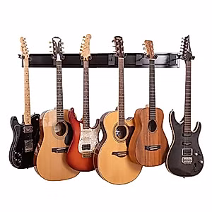 Guitar Lab Guitar Wall Mount - Guitar Rack for Multiple Guitars - 6 Adjustable Rubber Cradles - Guitar Wall Hangers for Electric, Bass, Acoustic - 6 Guitar Wall Rack - Guitar Holder Wall Mount