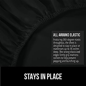 Gorilla Grip Laundry Basket and Fitted Bed Sheet, Laundry Bag Size 82L in Black, Easy Carry Handles, Bed Sheet Size Twin in Black, Shrink Resistant Deep Pocket, 2 Item Bundle