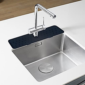 Extra Long (24 inch) Silicone Kitchen Sink Splash Guard , EBKS Home XL Black Faucet Splash Guard , Splash Guard for Sink Keeps Countertops Clean and Dry , Sink Splash Guard Behind Faucet