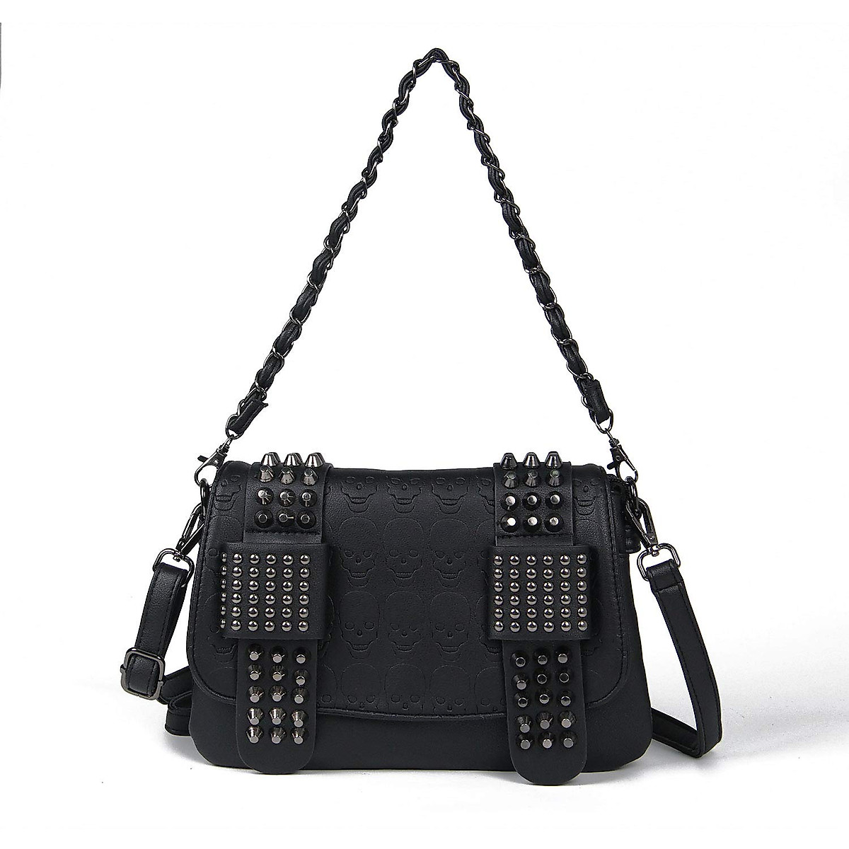 LUI SUI Women Gothic Skull Cross body Purse Bags Skull Rivet Shoulder Bag Purse