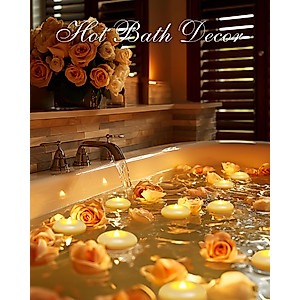 Homemory 24 Pack 3” Flameless Led Floating Candles, 200 Hour Battery Operated Flickering Waterproof Tealights for Cylinder Vases, Centerpieces at Wedding, Party, Pool, Holiday (Ivory Base)