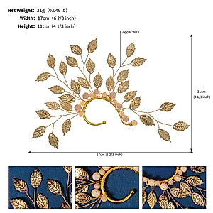 Elf Ear Cuff Fairy Single Left Handmade Non Piercing Earring for Women (Golden Leaves)