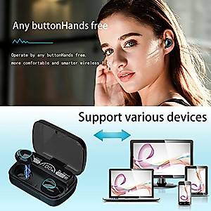 ＷＭＷＹＭＸ Wireless Earbuds Hi-Fi Stereo Deep Bass Bluetooth Fast Charging in-Ear Headphones Touch Control Headphones for Sports Office Cordless Earphones for iPhone/Android