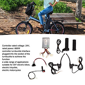 VGEBY Electric Bike Controller Throttle Grips Kit, 24V 800W E Bike Brush Motor Controller Kit with Brake Handle Switch and Charging Port for Electric Scooter Tricycles