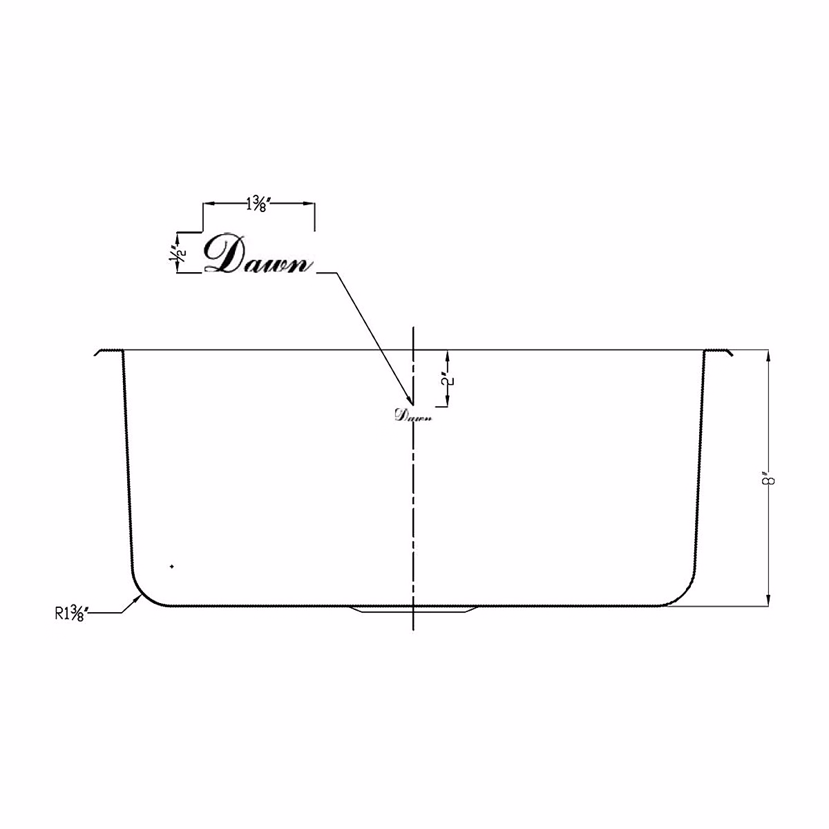 Dawn 3233 Top Mount Single Bowl Bar Sink, Polished Satin Finish