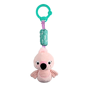 Bright Starts Flamingo Chime Along Friends Plush Take-Along Stroller or Carrier Toy, Ages 0 Month+