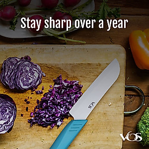 Vos Ceramic Knife Set, Ceramic Knives Set For Kitchen, Ceramic Kitchen Knives With Covers, Ceramic Paring Knife 4", 5", 6" Inch Multi Color