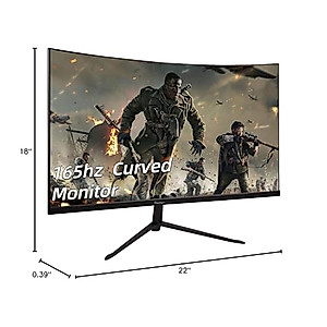 Prechen 24" Curved Frameless Gaming Monitor, 1800R, VA, FHD 1920x1080, 165Hz (144Hz Supported), AMD FreeSync Premium, 3000:1 Contrast Ratio, 2ms, VESA Mountable, HDMI, USB, DisplayPort, Black