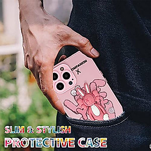 DOWINTIGER Compatible with iPhone 13 Pro Max Case Cute Designer Women Girls, Kawaii Cartoon 3D Bunny Pattern Street Fashion TPU and IMD Protection Cover for iPhone 13 Pro Max - Pink