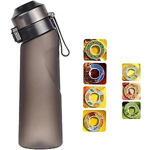 FCLMHD Flavored Pods for Flavored Water Bottle,650ML Fruit Fragrance Water Bottle with RANDOM 2 flavour pods Water Cup,for Gym and Outdoor Gift (black+2Pods)