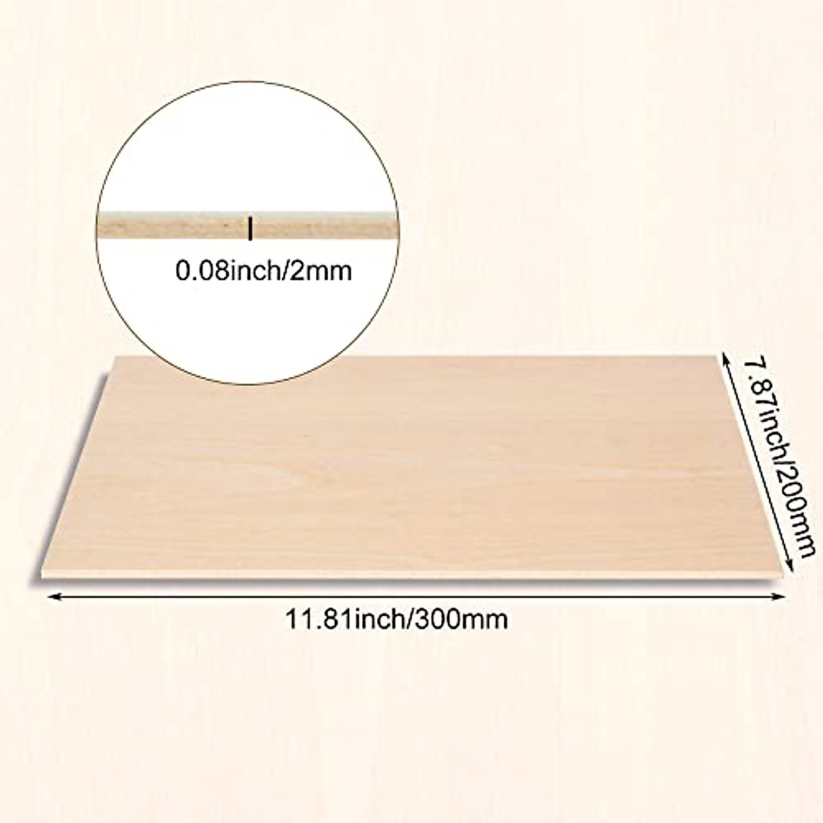 25 Pack 8 x 12 Inch Basswood Sheets, 1/16 Thin Craft Plywood Sheets, Plywood Board Thin Wood Board Sheets, Unfinished Wood Boards for Crafts, Hobby, Model Making, Wood Burning (200x300x2MM)