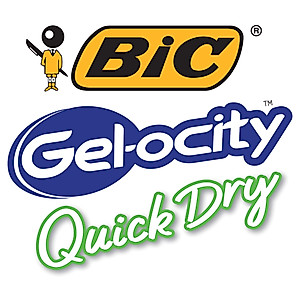 BIC® Gel-ocity Quick Dry Retractable Gel Pens, Medium Point, 0.7 mm, Black/Blue/Red Barrels, Black/Blue/Red Inks, Pack O