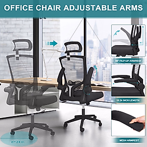 CBBPET Ergonomic Office Chair, Desk Chairs with Wheels, Mesh Office Chair with Lumbar Support, Comfortable with Reclining, Adjustable Armrest and Headrest