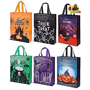 Halloween Trick or Treat Bags, Large Halloween Tote Bags with Handles Halloween Candy Bag Reusable Non-Woven Halloween Bag for Gifts Wrapping, Trick or Treat, Halloween Party Supplies 15"×11.8"×3.9"