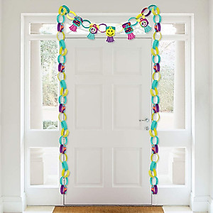 Big Dot of Happiness 60’s Hippie - 90 Chain Links and 30 Paper Tassels Decoration Kit - 1960s Groovy Party Paper Chains Garland - 21 feet