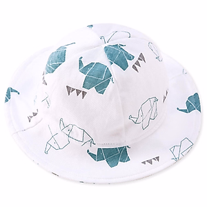 pureborn Baby Hat Newborns Boys Girls Spring Summer Sun Hats Bucket Breathable Cotton Elephant 0-3 Months