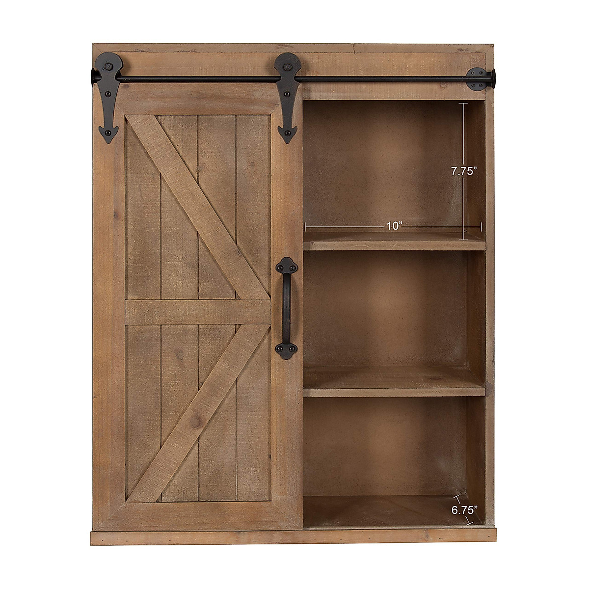 Kate and Laurel Cates Wood Wall Storage Cabinet with Sliding Barn Door, Farmhouse-Style Wall Cabinet, Ideal for Use as a Bathroom Cabinet, Pantry Cabinet, Kitchen Cabinet, Rustic Brown