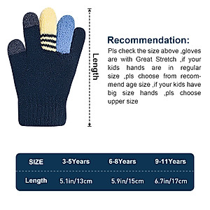 kimmyku Winter Gloves For Toddlers Kids Boy Girls ，3Pairs Toddler Kids Gloves Winter Mittens Full Finger Children Thermal Warm Knit Gloves 2-4-5-6-7-12years