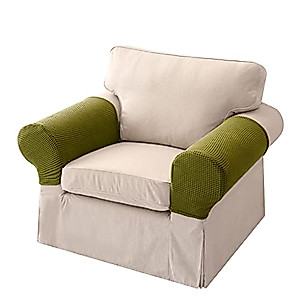 Hruile Arm Caps Arm Rest Covers Sofa Stretch Armrest Chair Covers Non Slip Furniture Protector Slipcovers for Armchairs Sofa Couches Recliner,Set of 4,Green