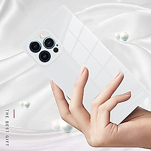 LSL for iPhone 12 Pro Max Case Square White Soft TPU Bumper Anti-Drop Anti-Scratch Shock Absorption Protective Wireless Slim Cover Compatible with iPhone 12 Pro Max 6.7 Inch for Women Girls Men