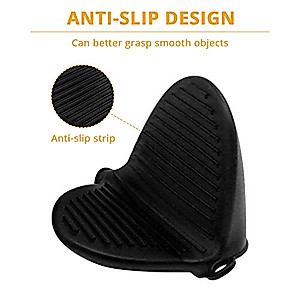 KUFUNG Silicone Cooking Pinch Grips Oven Mitts, Finger Protector Pot Holder for Kitchen,Cooking,Baking,BBQ - Heat Resistant Gloves (Black)