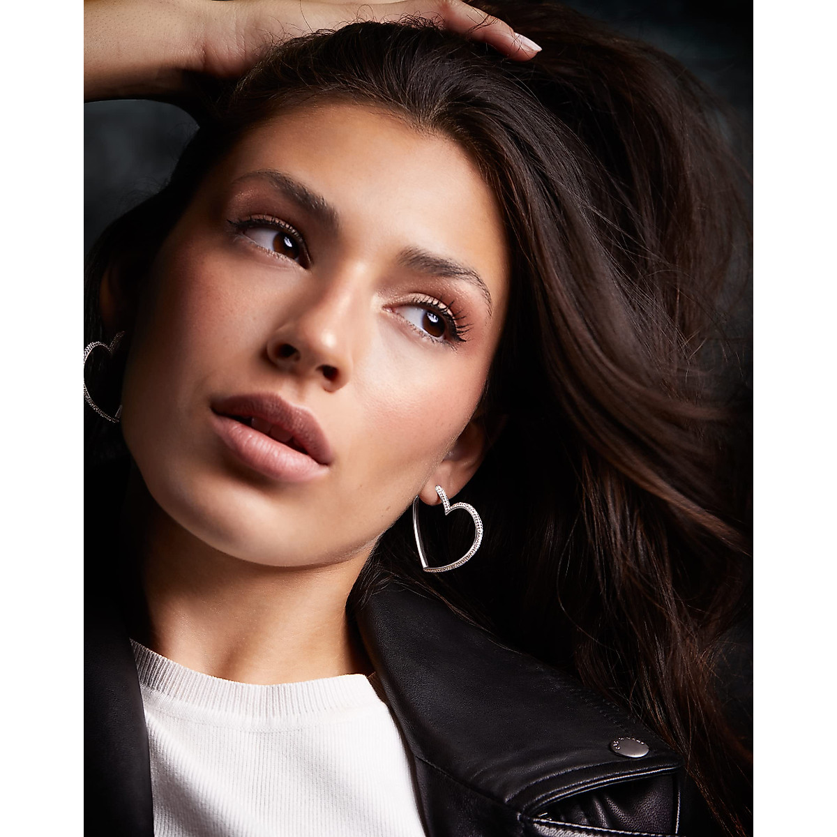 MILLA Heart Hoop Earrings - Silver & Gold Heart Earrings For Women, Ideal Gifts for Girlfriend or Cute Valentines Day Gifts For Her (Sterling Silver Plated)