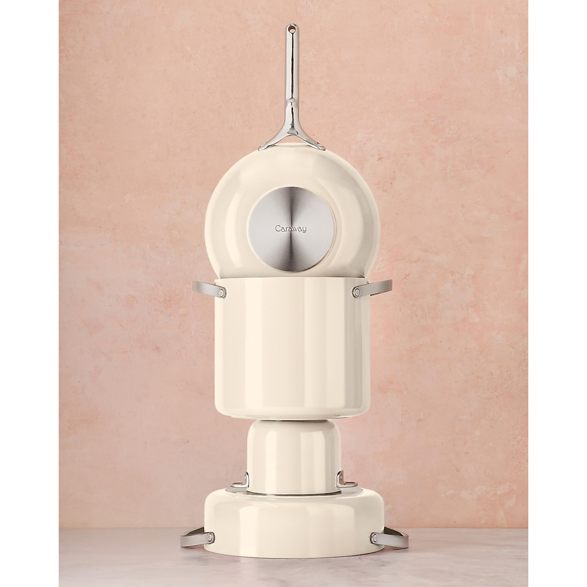 Caraway Cookware+ Collection - Specialty Cookware Set - Petite Cooker, Stir Fry Pan, Rondeau, & Stock Pot - 3 Lids & Storage Organizer Included - Navy