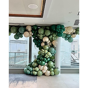 Dark Green Balloons Different Sizes 85pcs Green Balloon Garland Arch Kit 5/10/12/18 Inch Matte Dark Green Latex Balloons for Jungle Safari Party Decor Baby Shower Birthday Party Christmas Decorations