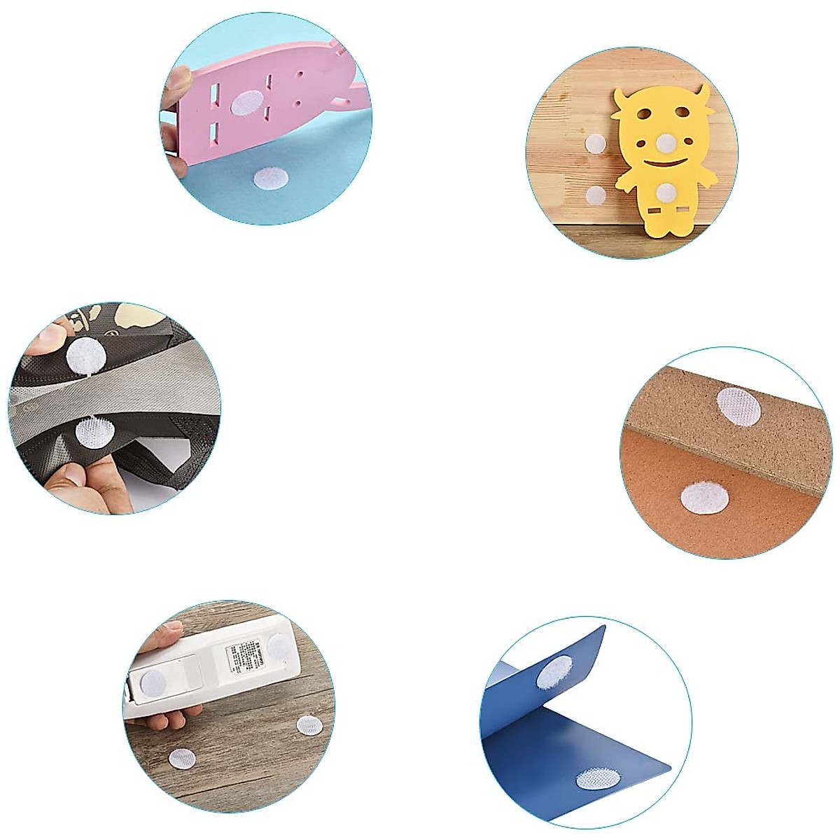 Self Adhesive Dots, 1000Pcs(500 Pair Set) 0.59 Inch / 15mm Diameter Hook and Loop Dots Tape, 15mm Nylon Sticky Back Coins, Suitable for Classroom, Office, Home, White