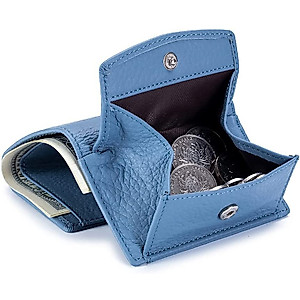 IJPQIJ 2023 New Unisex Anti-Credit Card Fraud Folding Mini Wallet, Genuine Leather RFID Blocking Card Holder Organizer Pocket Mini Wallet (Light Blue)