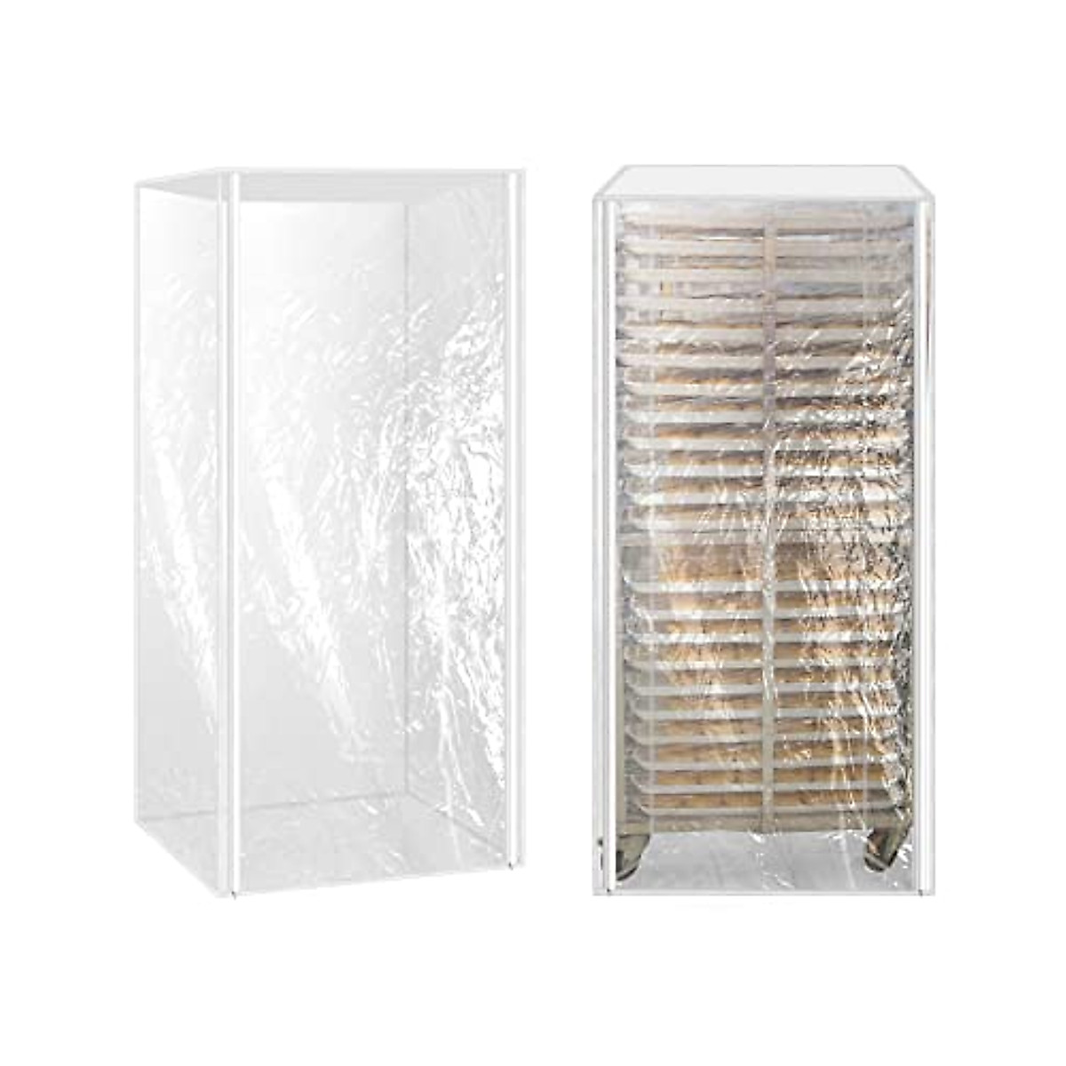 QWORK Bun Pan Rack Cover with Zippers, Clear Plastic Sheet Pan Rack Cover, 28" L x 23" W x 61" H, 20-Tier