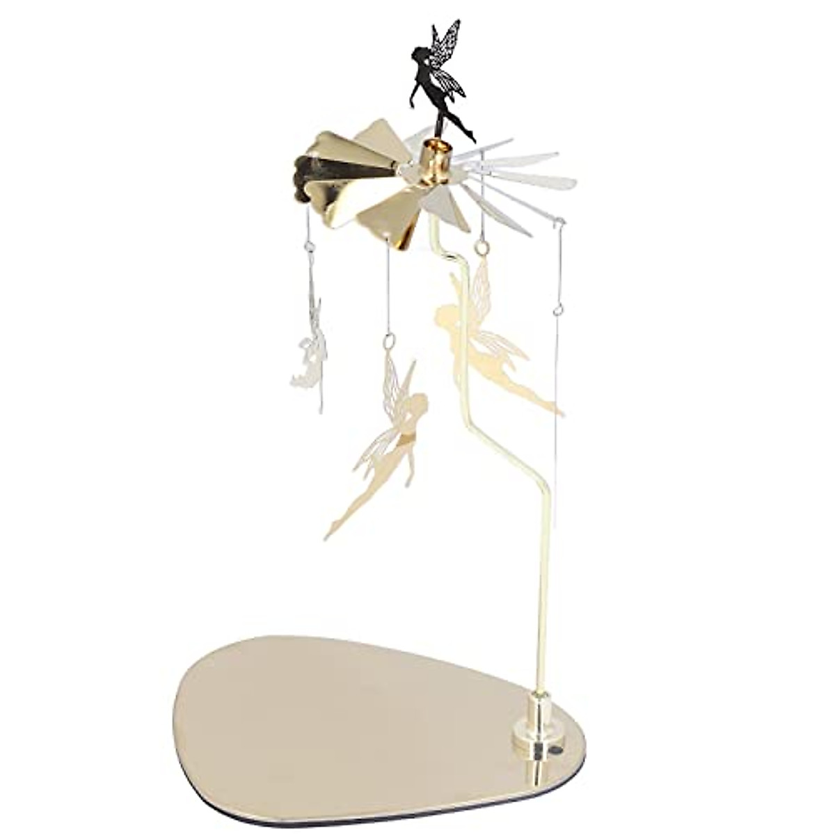 Garosa Round Triangular Tray Rotating Candlestick Scented Candle Romantic Revolving Lantern Table Rotating Candle Holder Spinning Candle Holder for Home Decoration Party(Little Fairy)