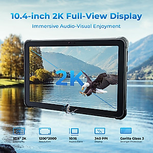 HOTWAV R6 Ultra Rugged Tablet Android 13, 10.4" 2K FHD+ Screen 15600mAh Outdoor Tablet, Helio P60 Octa-Core 16+256GB(2TB Expandable), 16+16MP Camera IP68/IP69K Tablet PC, 4G Dual SIM/5G WiFi/BT5.3/GPS