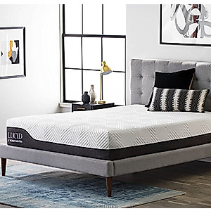 LUCID L150 Bed Base – Wireless Remote Control Adjustable, Twin XL, Charcoal & 12 Inch Twin XL Hybrid Mattress - Bamboo Charcoal and Aloe Vera Infused Memory Foam - CertiPUR-US Certified