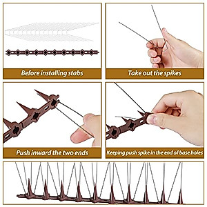 Bird Spikes,15 Pack Stainless Steel Bird Spikes, Bird Repellent Devices Outdoor, Bird Deterrent Spikes for Pigeons and Other Animals, for Garden Fence and Wall