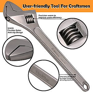 WEDO 5Pcs Stainless Steel Adjustable Wrench Set, Adjustable Spanner, Precision Milled Jaws for Max Gripping Power, Anti-Corrosion, DIN Standard, Die-forged, Rust-Proof(Length 4”,6”,8”,10”,12”)