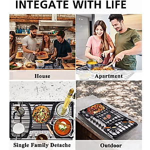 Trifecte 30 Inch Stainless Steel Gas Cooktop, Built-in Gas Stove Top with 5 Italy SABAF Sealed Burners Dual Fuel NG/LPG Convertible Gas Hob with Thermocouple Protection (Gas Regulator Not Included)