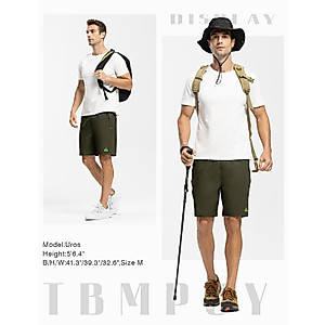 TBMPOY Men's Hiking Running 7" Shorts with Pockets Athletic Outdoor Sports Gym Running Short Zipper Pockets Army Green/Green L