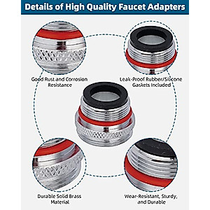 Hibbent 8 Pieces Faucet Adapter Kit, Kitchen Sink Brass Aerator Adapter Set, Male Female Sink Faucet Adapter Connecting Garden Hose, Water Filter, Standard Hose, Chrome Finished