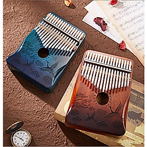 17 Keys Kalimba Mahogany/Acacia Thumb Piano Mbira African Musical Instrument Finger Piano Gifts for Kids and Adults Beginners Teclado Instrumento (Crane, Gradient Brown)