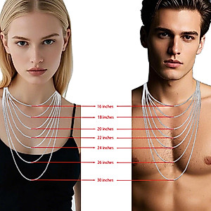 nometo 925 Sterling Silver Necklace, 2.5mm Box Chain, Unisex, 16-30 Inches, Lobster Claw Clasp, Italian Craftsmanship