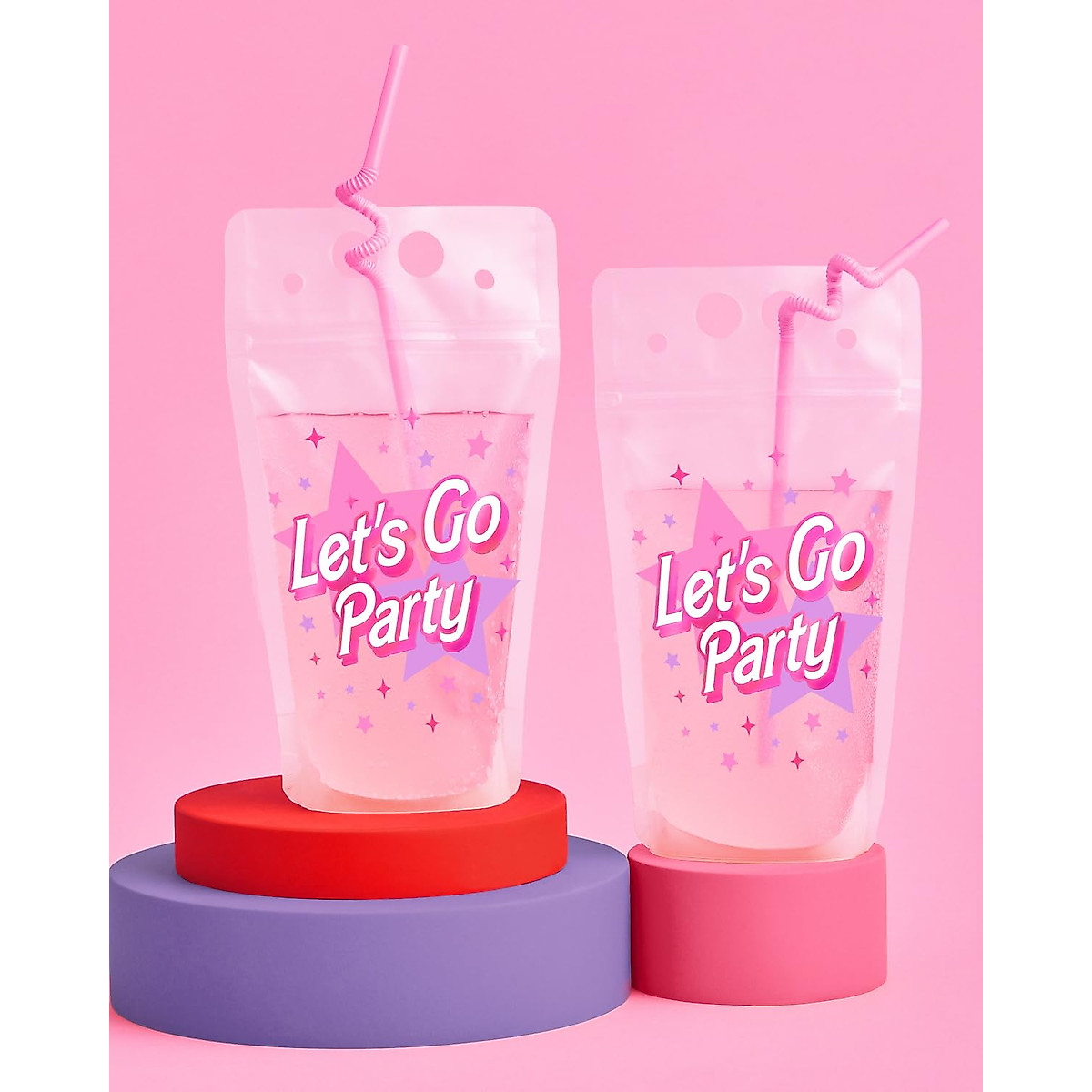 xo, Fetti Let's Go Party Pink Drink Pouches - 16 count | Pink Birthday Party, Bachelorette Drinkware, Cute Party Cups