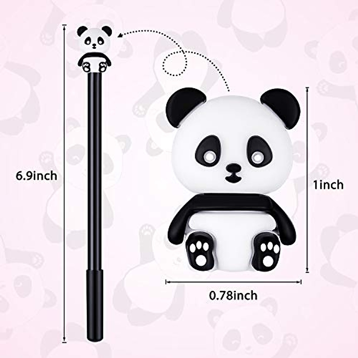Zonon 20 Pcs Cute Panda Pens Animal Gel Ink Pens Cartoon Panda Writing Pens, 0.5 mm Kawaii Black Ink Pens for School Office Home Student Kids Present