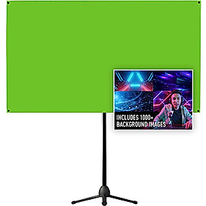 Valera Explorer Green Screen with Stand - Portable Chroma Key Panel, 1000 Free Backgrounds Included, Wrinkle Resistant Green Fabric Backdrop, Tripod & Wall Mount, Carry Case, Portrait & Wide Landscape
