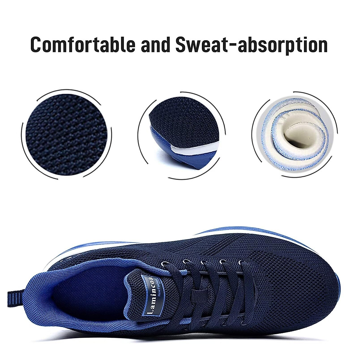 Lamincoa Womens Walking Shoes Lightweight Running Shoes Women’s Tennis Shoes Non Slip Air Shoes Breathable Mesh Air Cushion Sneakers for Gym Workout Sports RoyalBlue