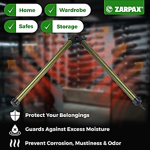 ZARPAX Gun Safe Dehumidifier Rod | Dehumidifier Rod For Enclosed Spaces, Gun Safe & Vault, Cabinets | Protect Valuables & Stop Humidity & Moisture | Foldable Design & 2 Mounting Brackets | 32''/81cm
