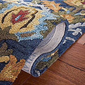 SAFAVIEH Blossom Collection 8' x 10' Navy / Multi BLM402A Handmade Premium Wool Area Rug