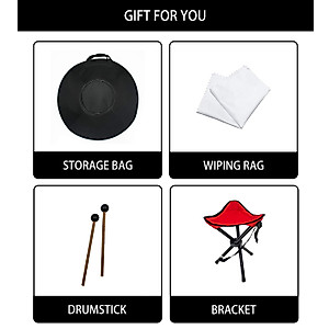 YuElinG 432hz Handpan Drum YuELinG Gold 11 Notes 22 inch in D Celtic Minor with Soft handpan case, Durable handpan Stand